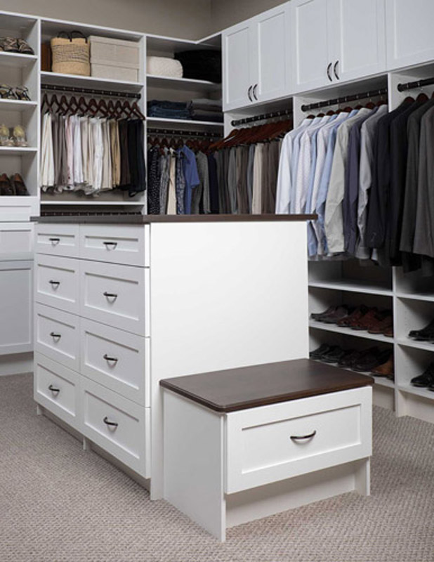 White Shaker Island with Bench and Coco Top April 2014 - Buffalo Closets